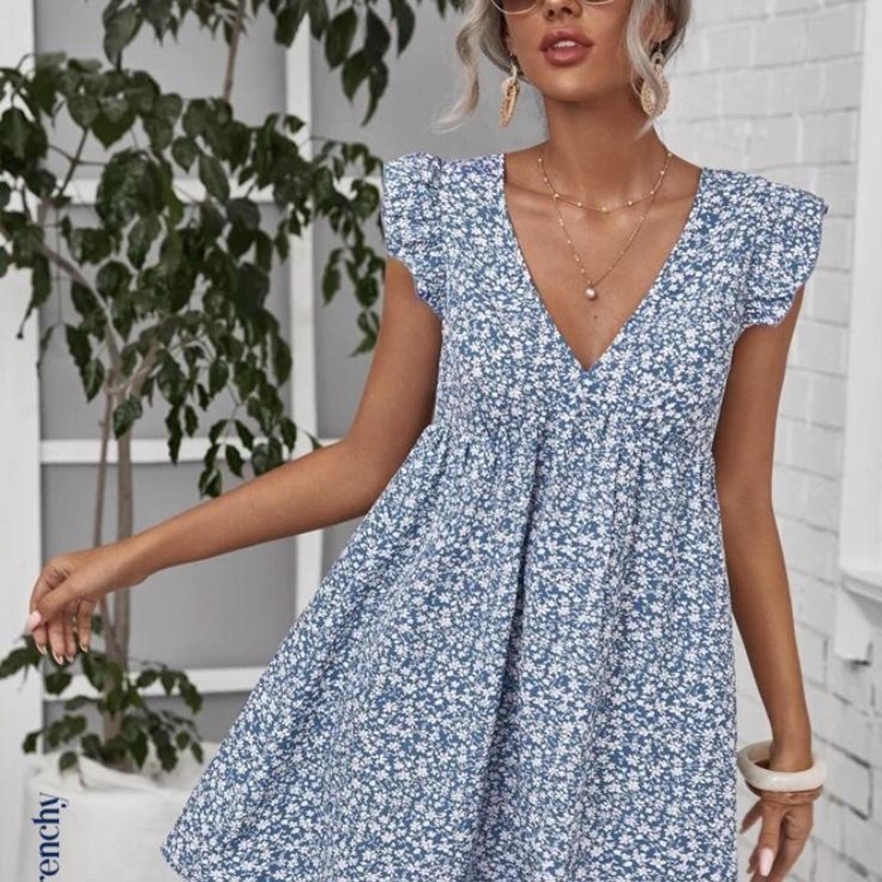 Shein blue floral sundress. Never worn, I... - Depop