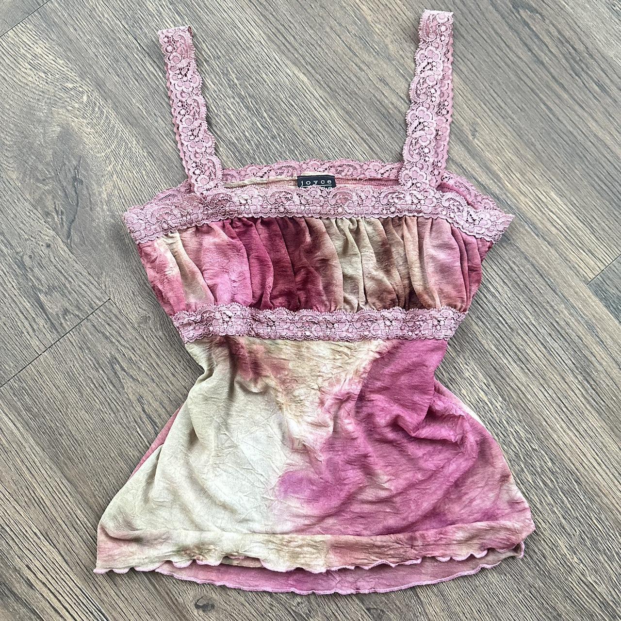 y2k boho multicolor cami w lace trim size large... - Depop