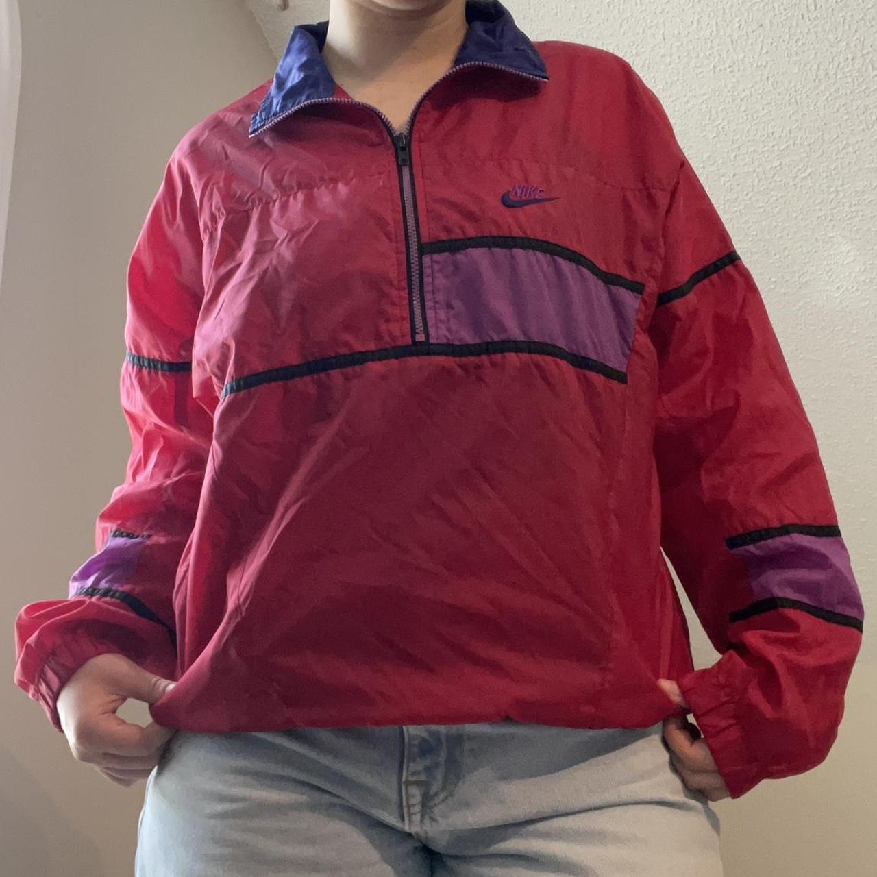 Red Nike windbreaker pullover with zipper pockets.... - Depop