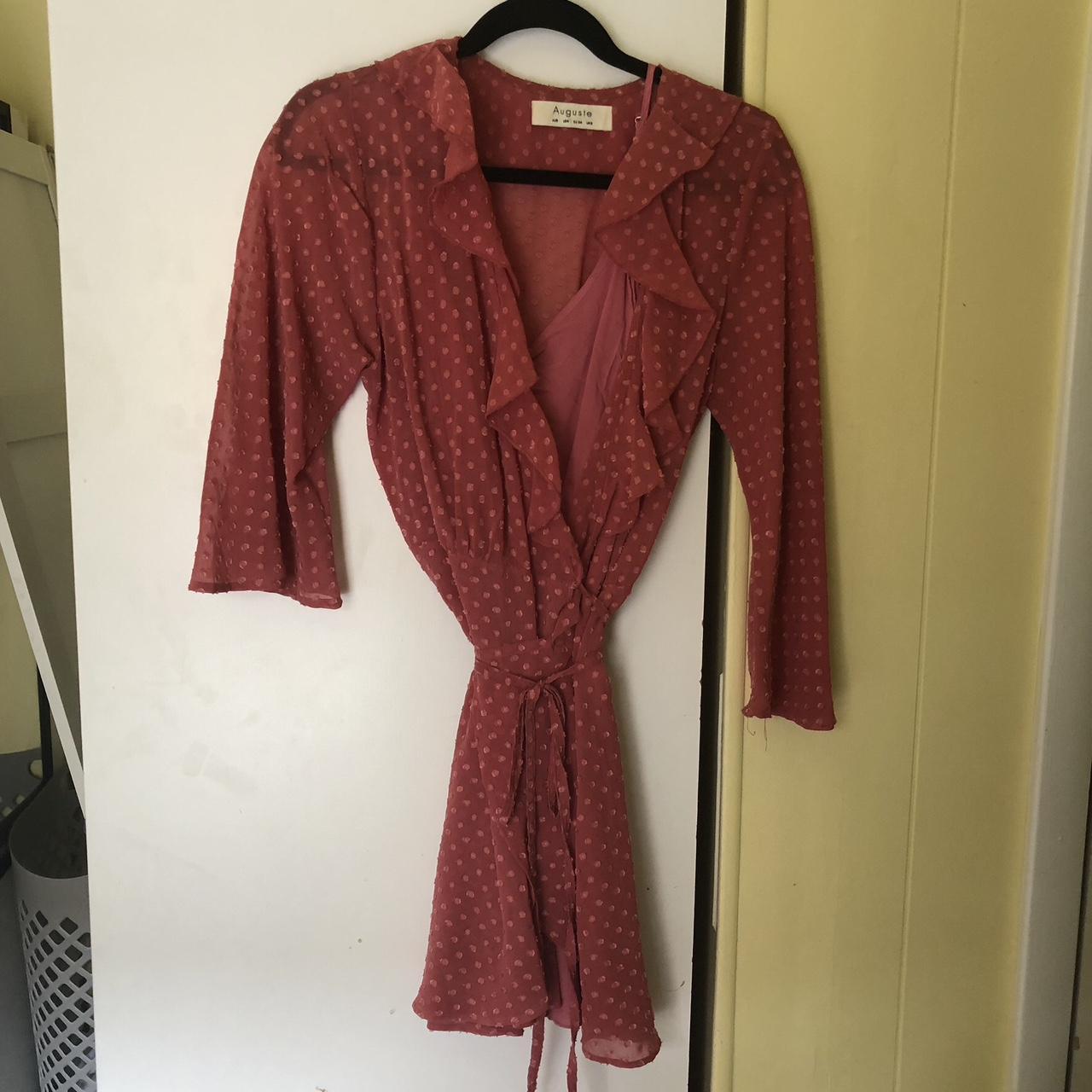 Auguste Pink wrap dress with slip. Last pic is the... - Depop