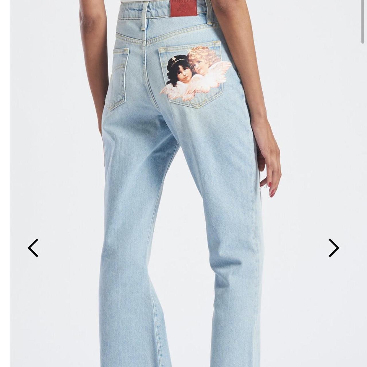Fiorucci angels patch flare jeans blue . Original... - Depop