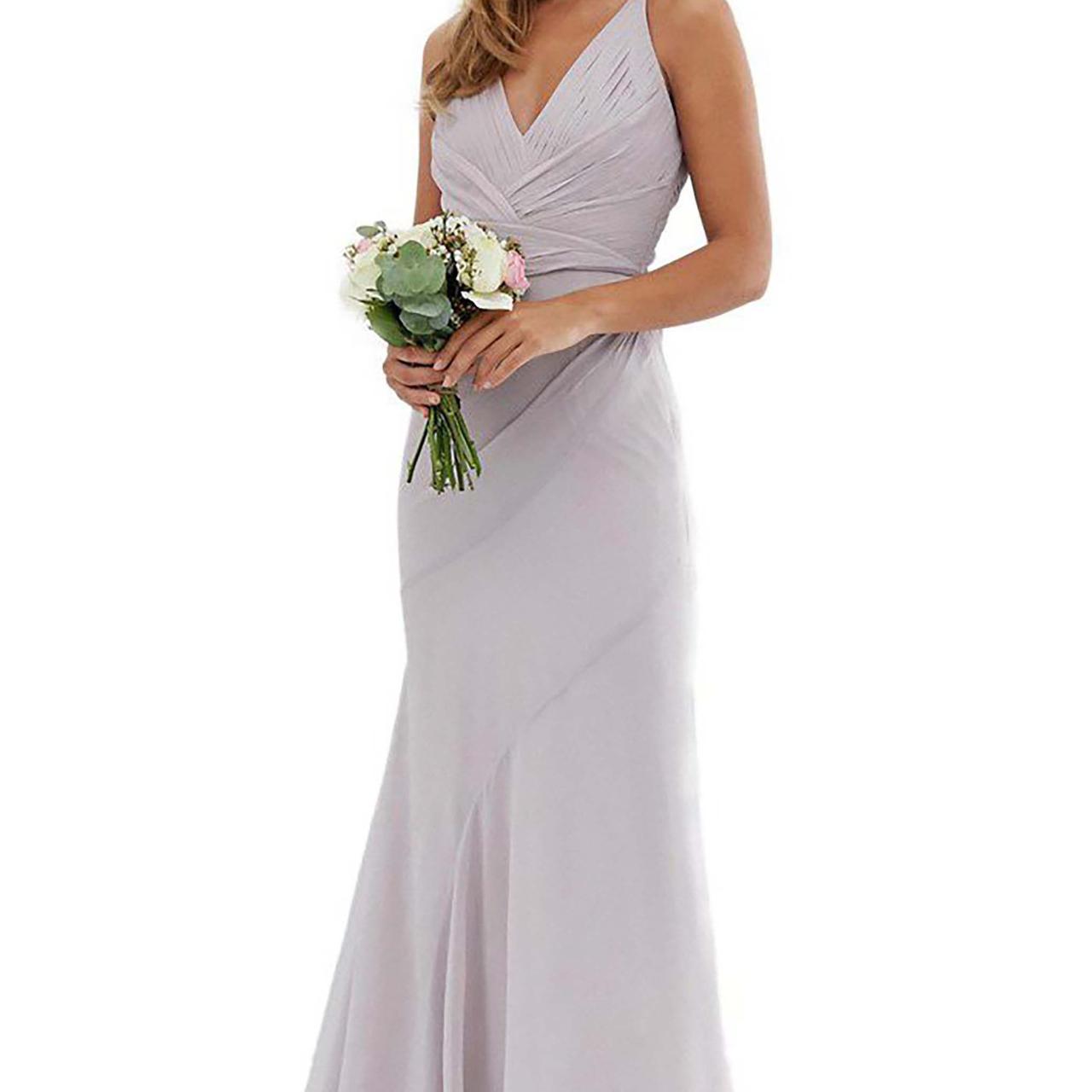 ASOS DESIGN BRIDESMAID GREY MAXI DRESS WITH FISHTAIL... - Depop