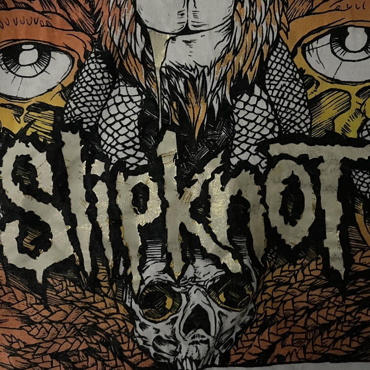 Slipknot shirt with (faded) gold print, bought in... - Depop