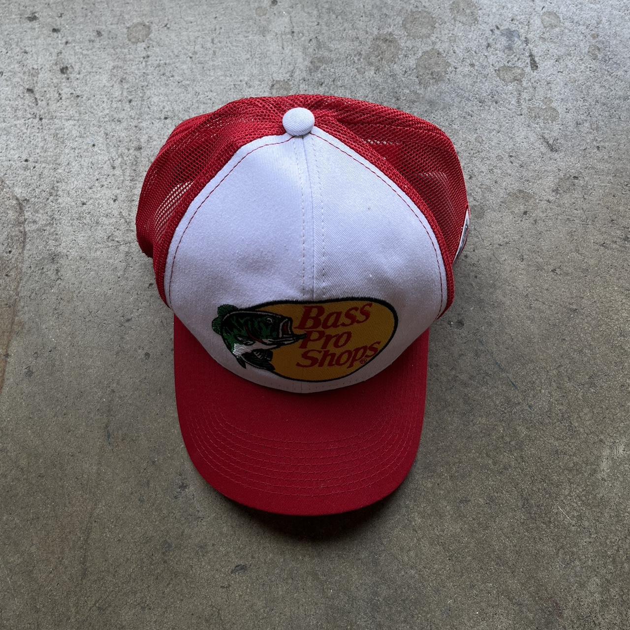 Bass Pro Shop red and white trucker hat #hat... - Depop