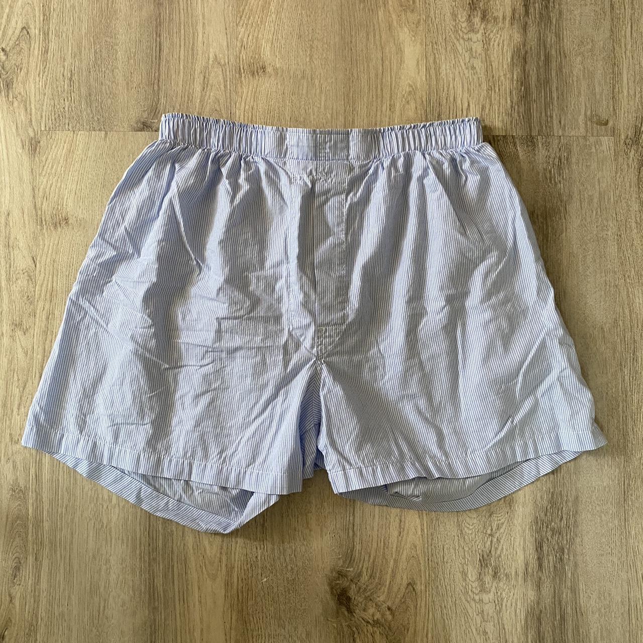 Baby blue pin stripped boxers. Size medium in men’s.... - Depop