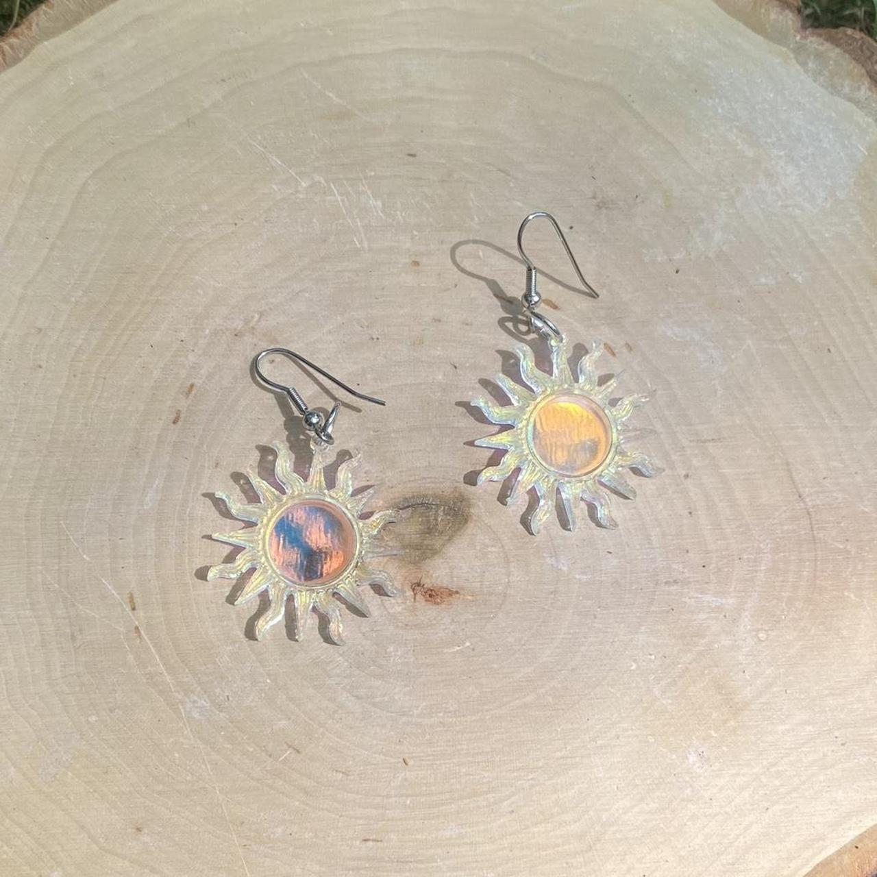 Iridescent sun earrings NEW Super cute retro... - Depop