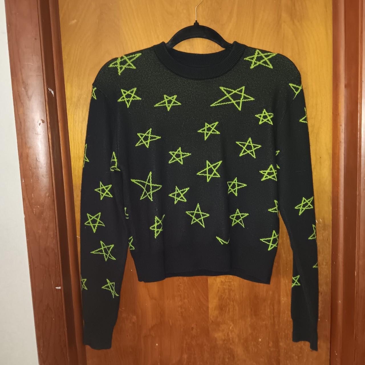 Black and green star pattern sweater #goth #grunge | Depop