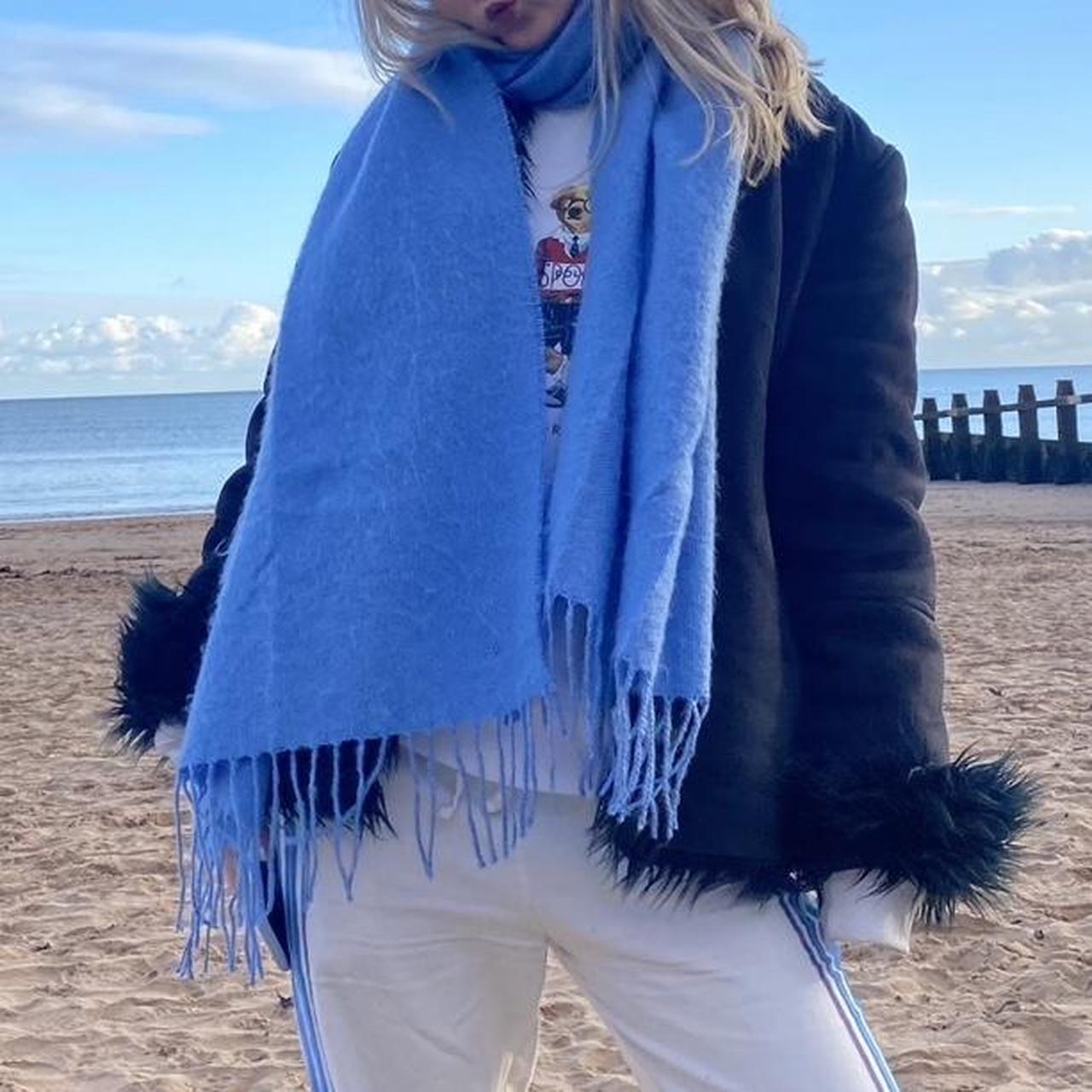 Light blue warm cosy full length scarf ASOS design... - Depop