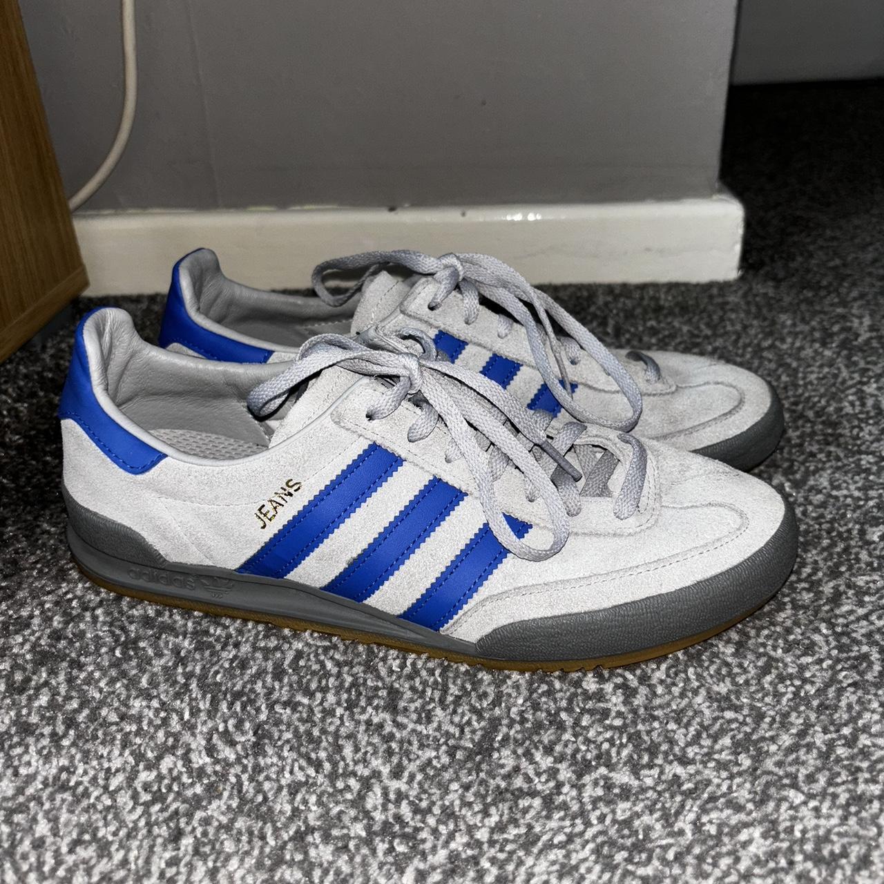 Adidas grey and blue ‘jeans’ trainers. Size 7... - Depop