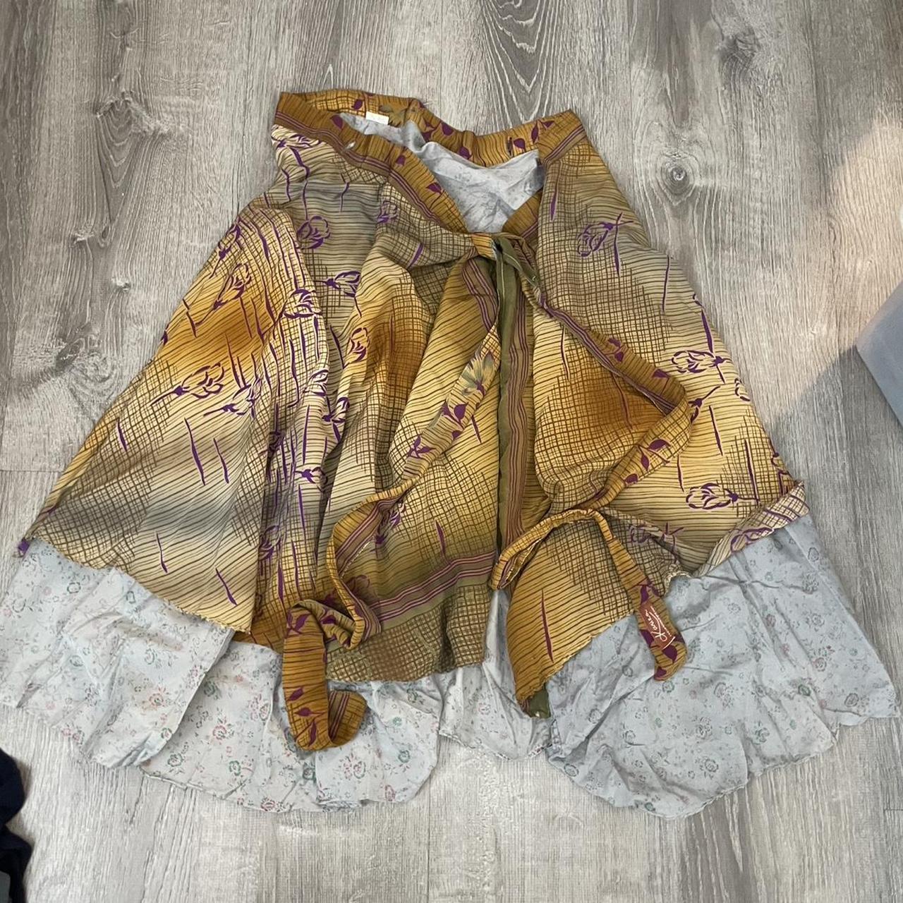 kariza boho double sided wrap skirt adjustable... | Depop