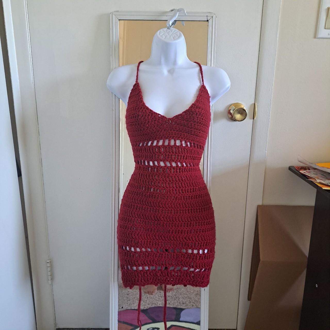 Crochet Red Dress Crochet red dress made in the same... | Depop