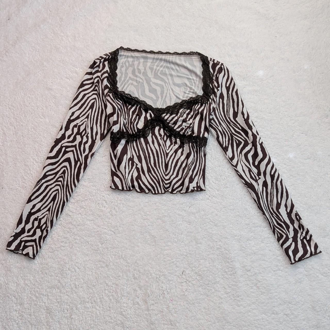 SHIEN zebra print crop top • polyester top. long... | Depop