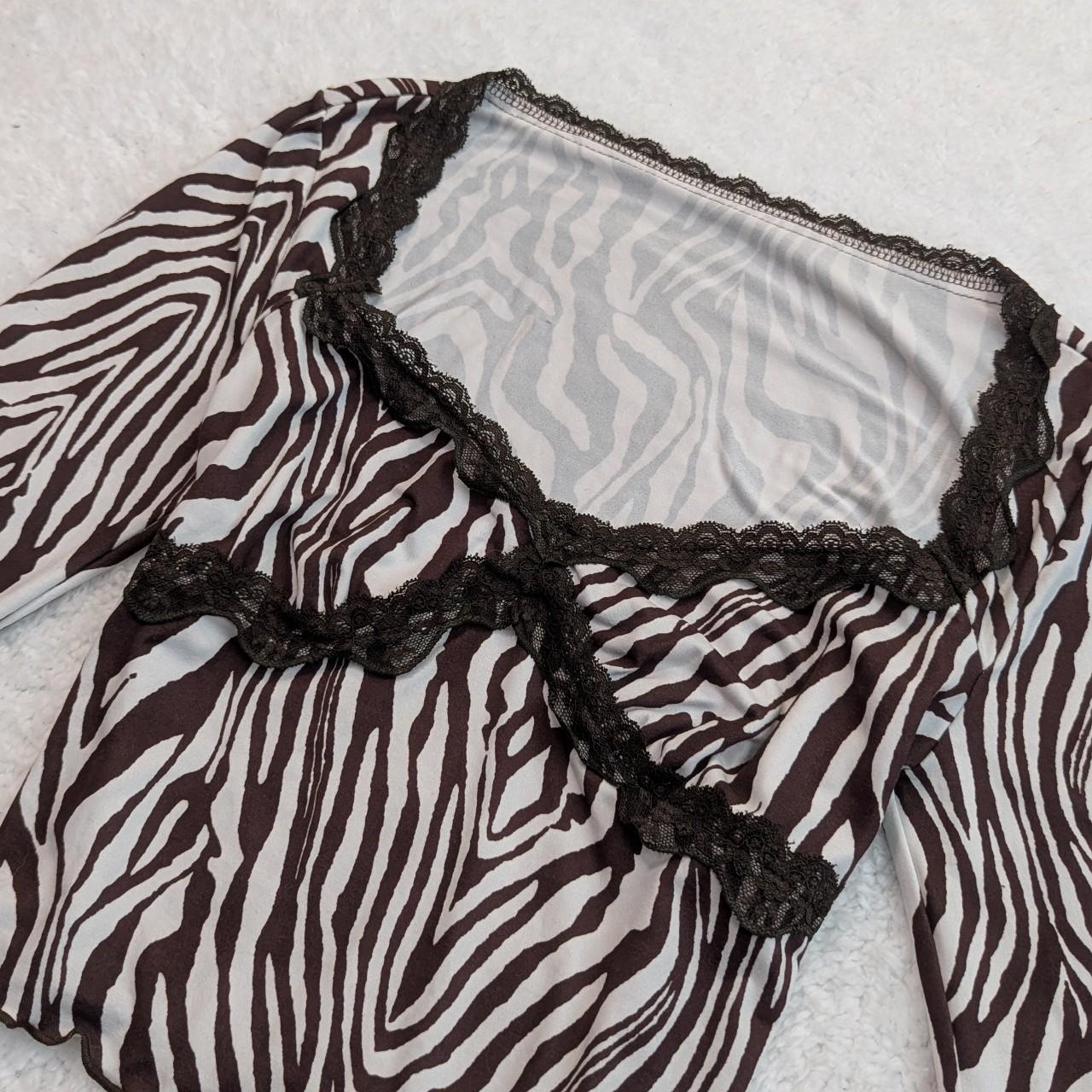 SHIEN zebra print crop top • polyester top. long... | Depop
