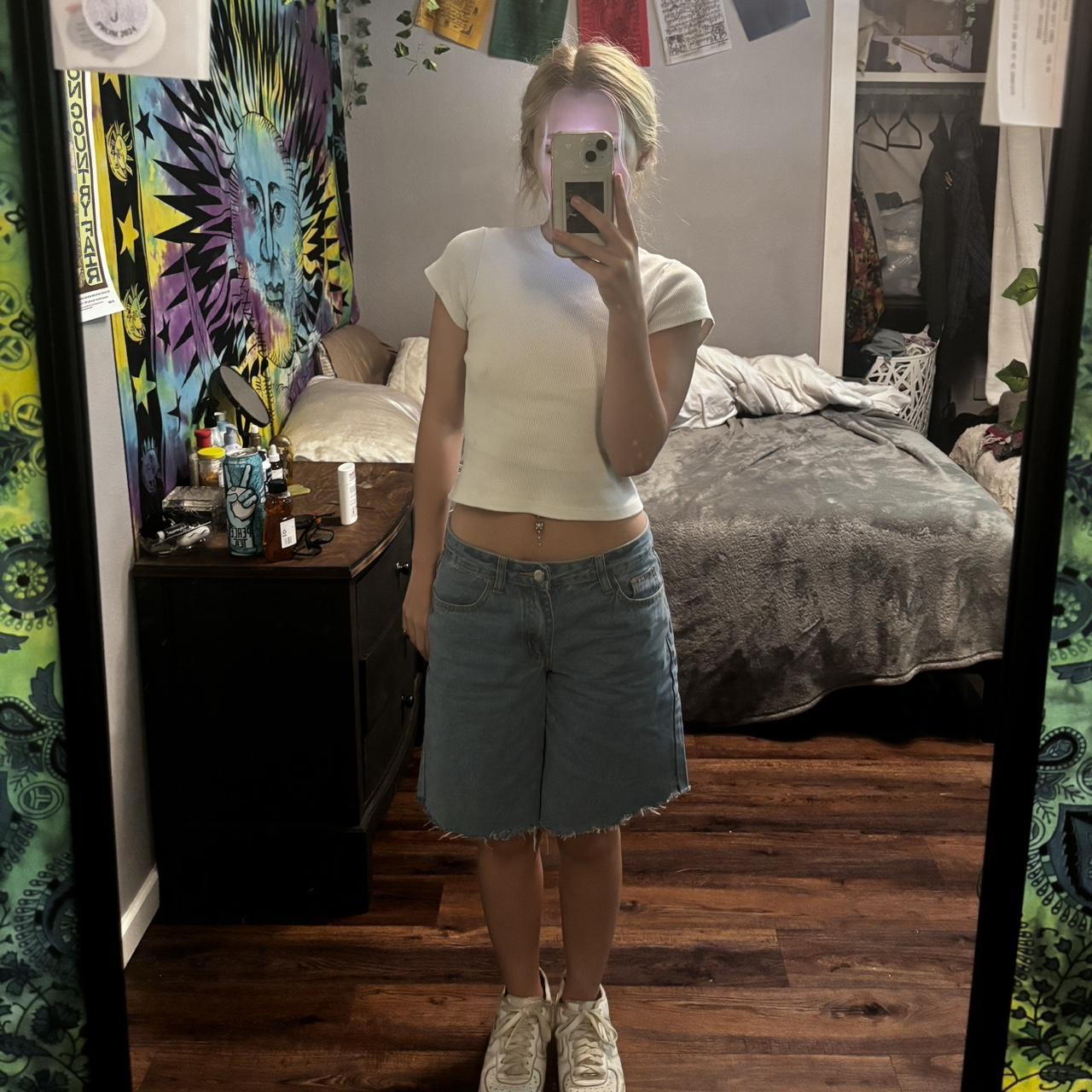 Blue denim low rise jorts - perfect for summer!... - Depop