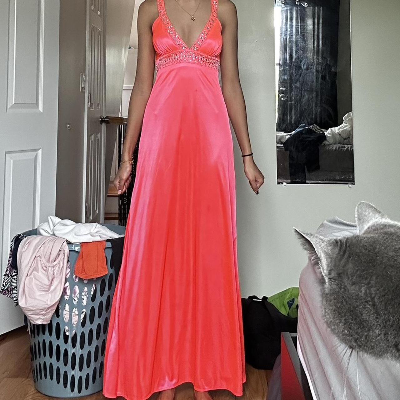 Beautiful vintage pinky orange dress for prom Size... - Depop