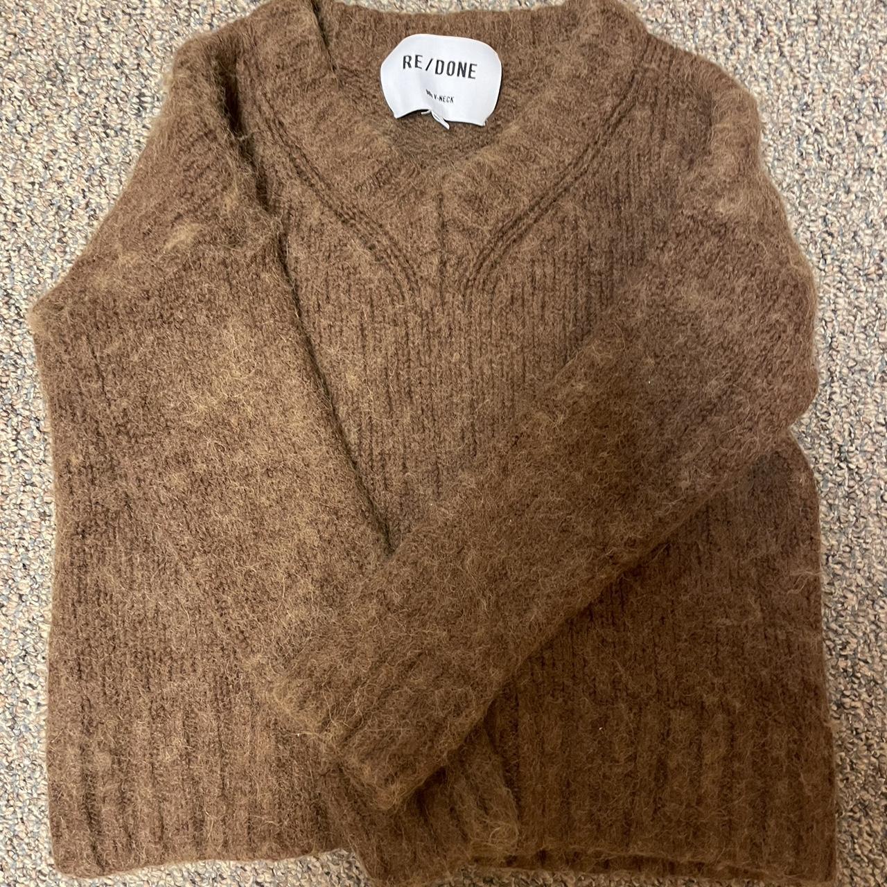fuzzy 90s vintage brown sweater fits cozy and is... - Depop