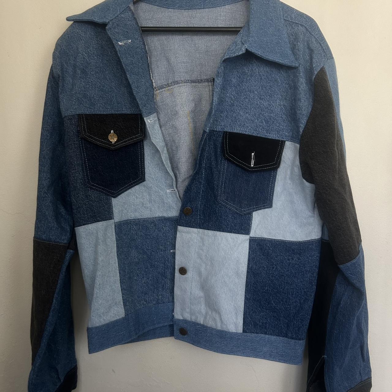 Reworked denim patchwork Jacket Size: small... - Depop