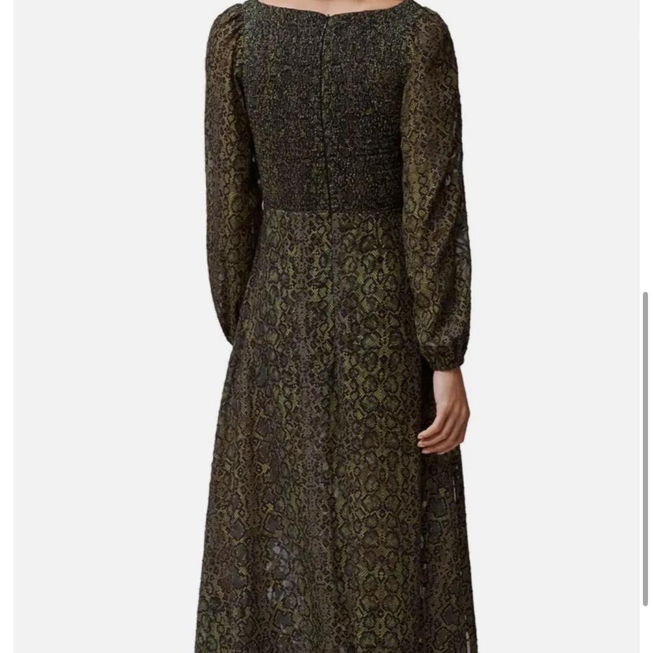 French Connection Green Snakeskin Maxi Dress size... - Depop