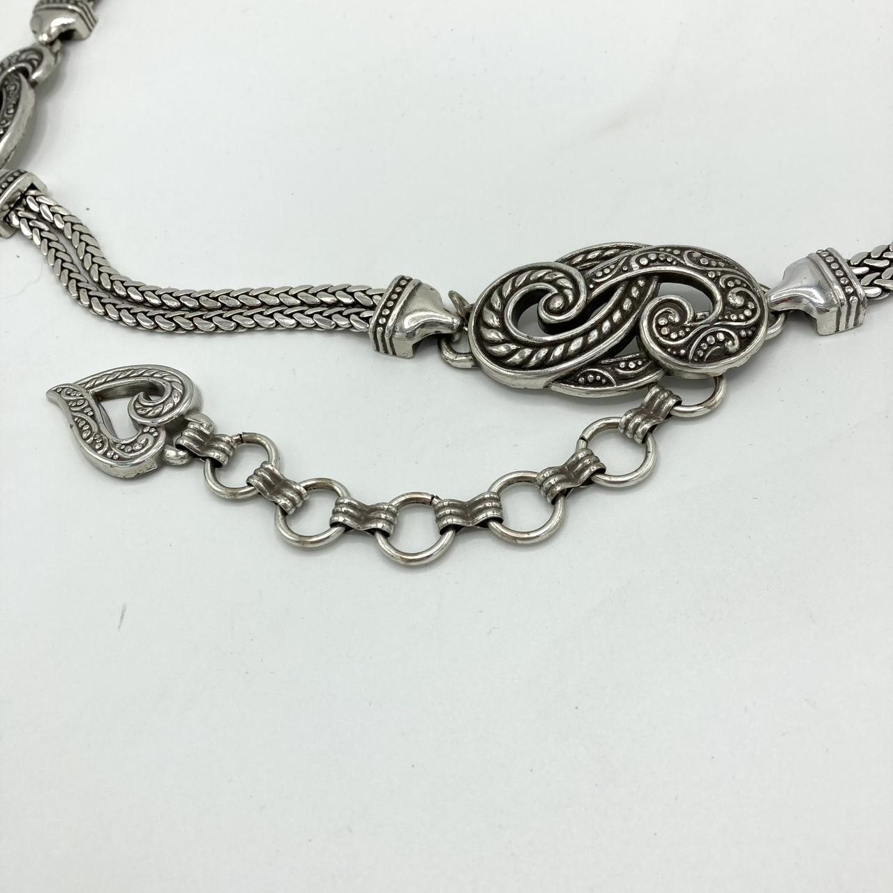 Vintage Brighton silver toned rope double chain... - Depop