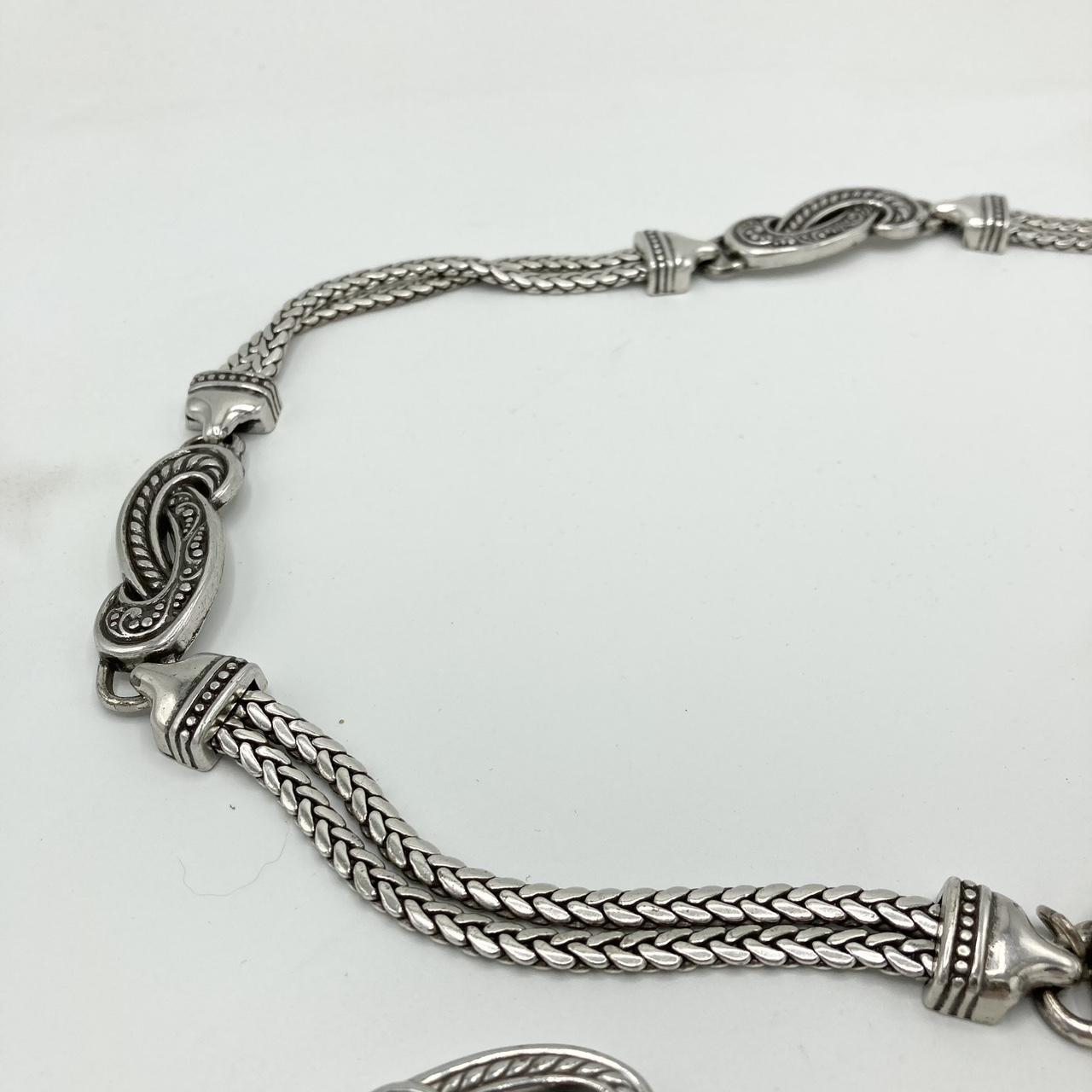 Vintage Brighton silver toned rope double chain... - Depop