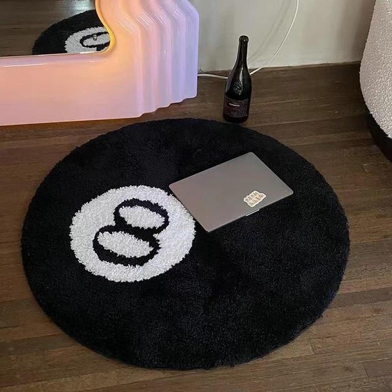 🍐 Stussy 8 Ball inspired soft rug carpet in black... - Depop