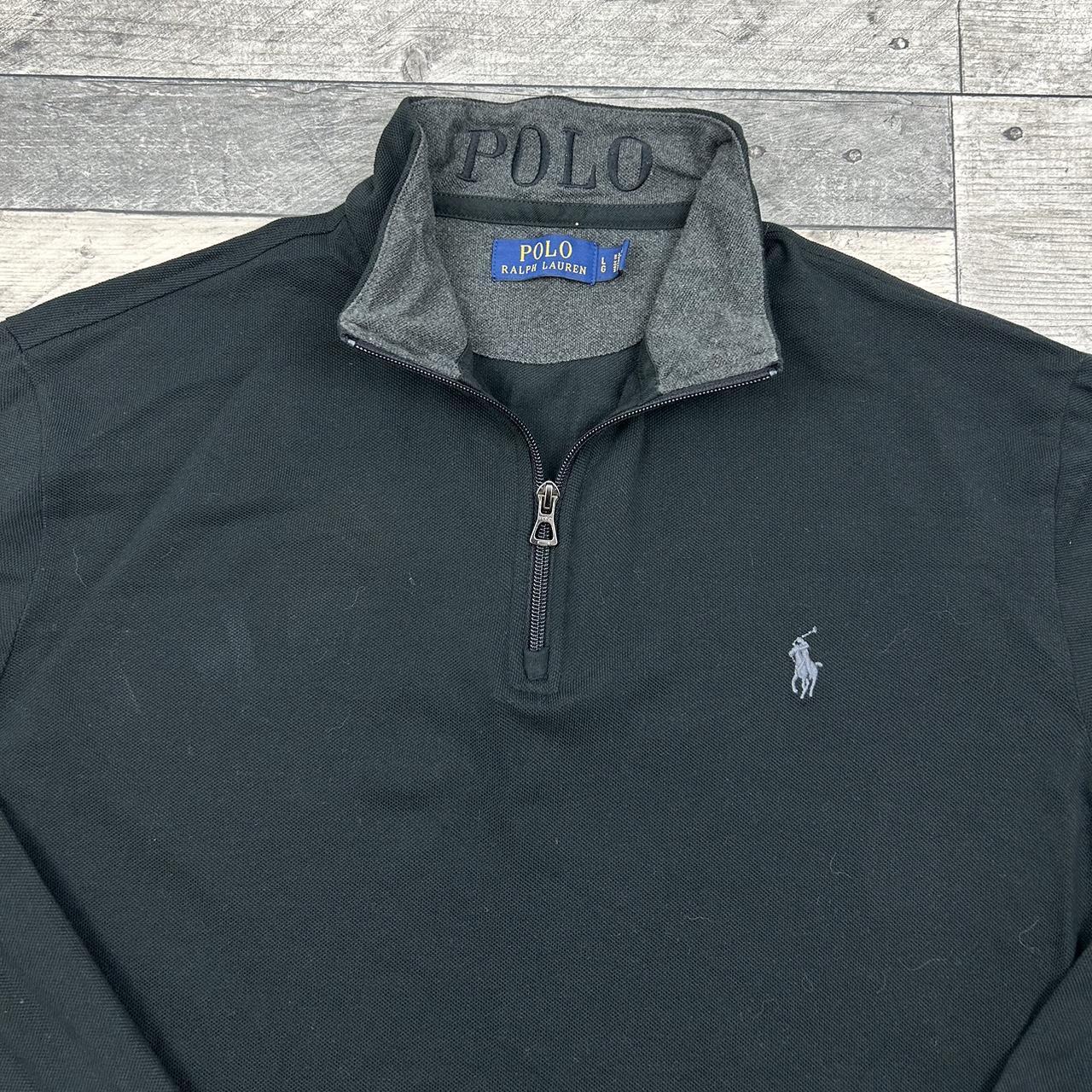 🍐 Ralph Lauren knitted quarter zip in black with... - Depop