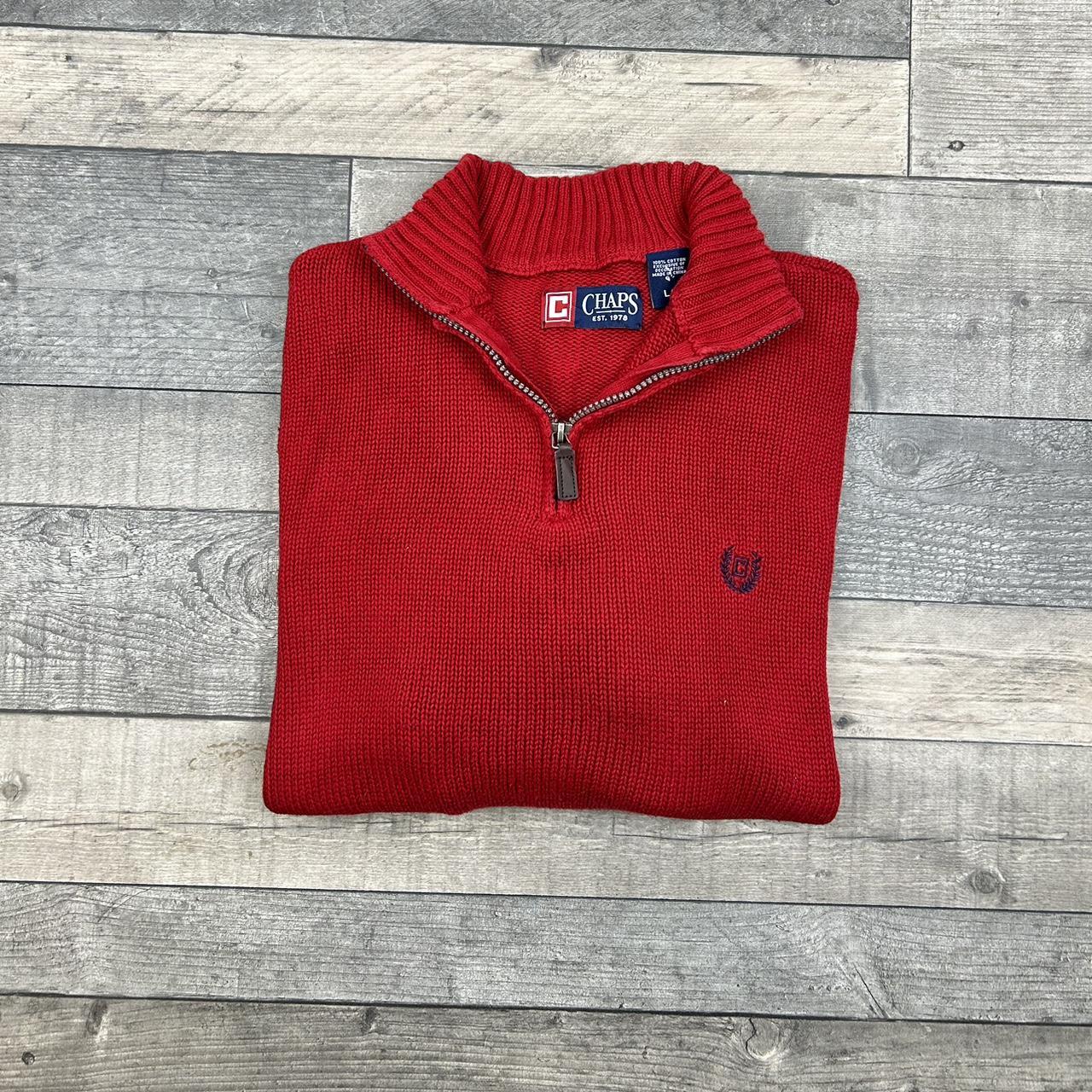 🍐 Ralph Lauren CHAPS knitted quarter zip in red with... - Depop