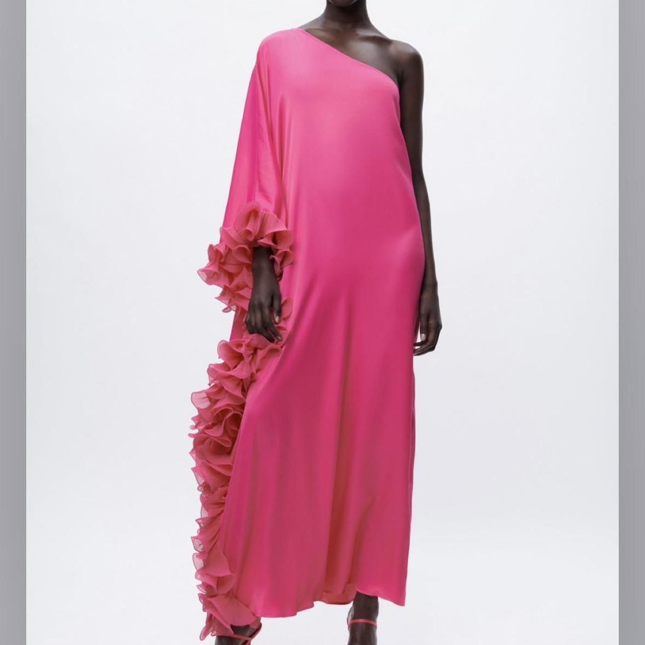 Pink floral shaped one arm dress. Ordered from... - Depop