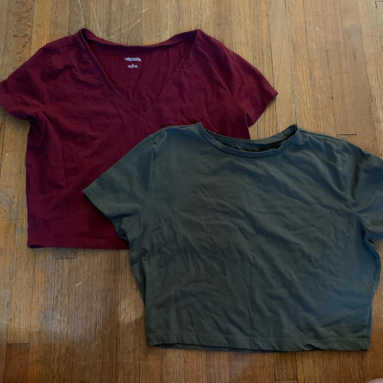Target wild fable duo bundle 2 shirts Red v neck... - Depop