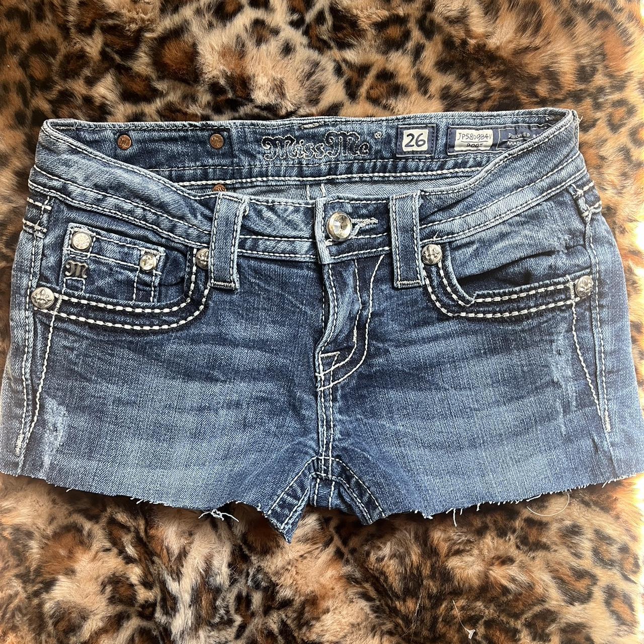 miss me denim shorts -cut a little weird but they... - Depop