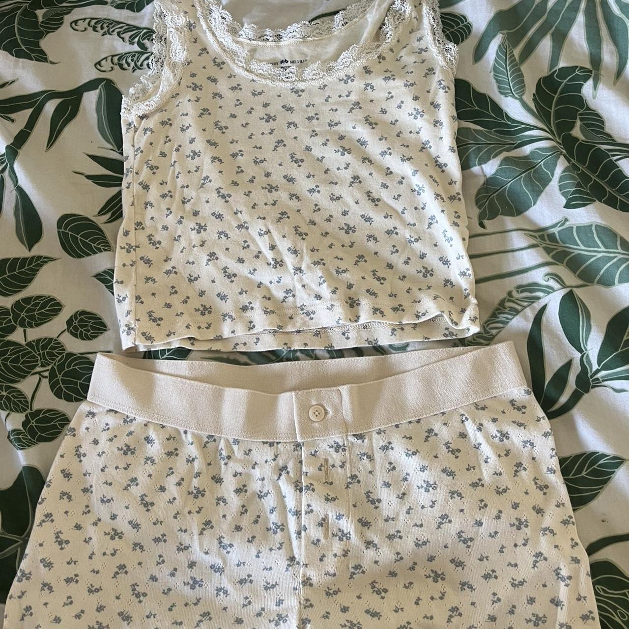 adorable floral blue brandy melville pj set💙 perfect... - Depop