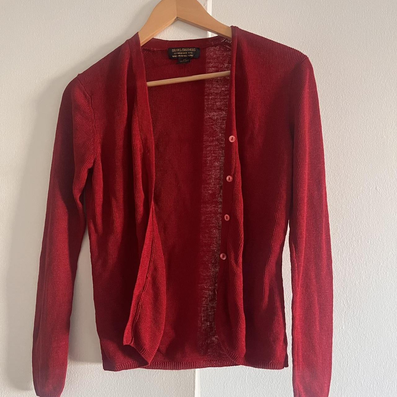 Brooks Brothers cardigan. Super cute and simple red... - Depop