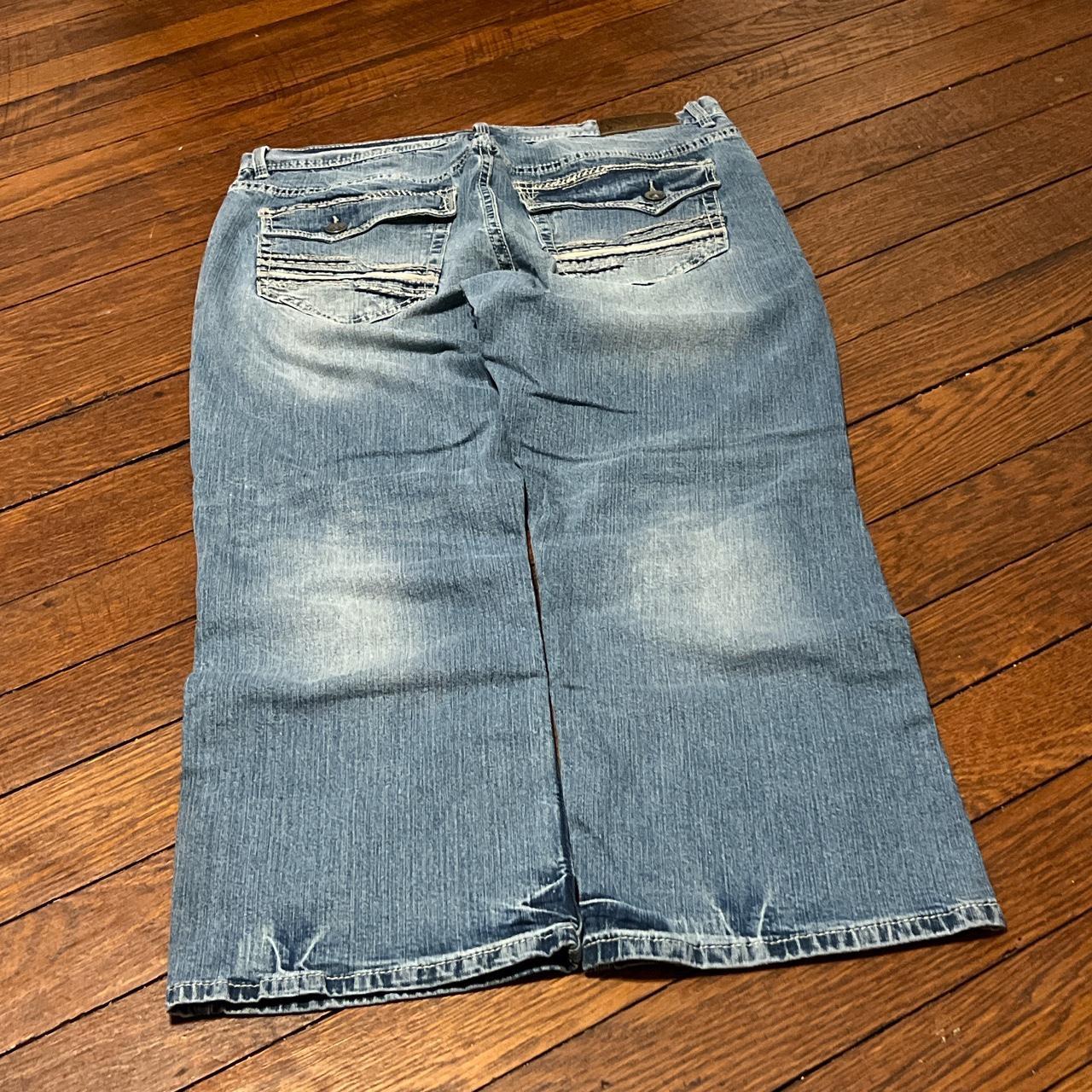 Vintage Y2k Baggy Bootcut Rustic Blue Jeans Size 34W... - Depop