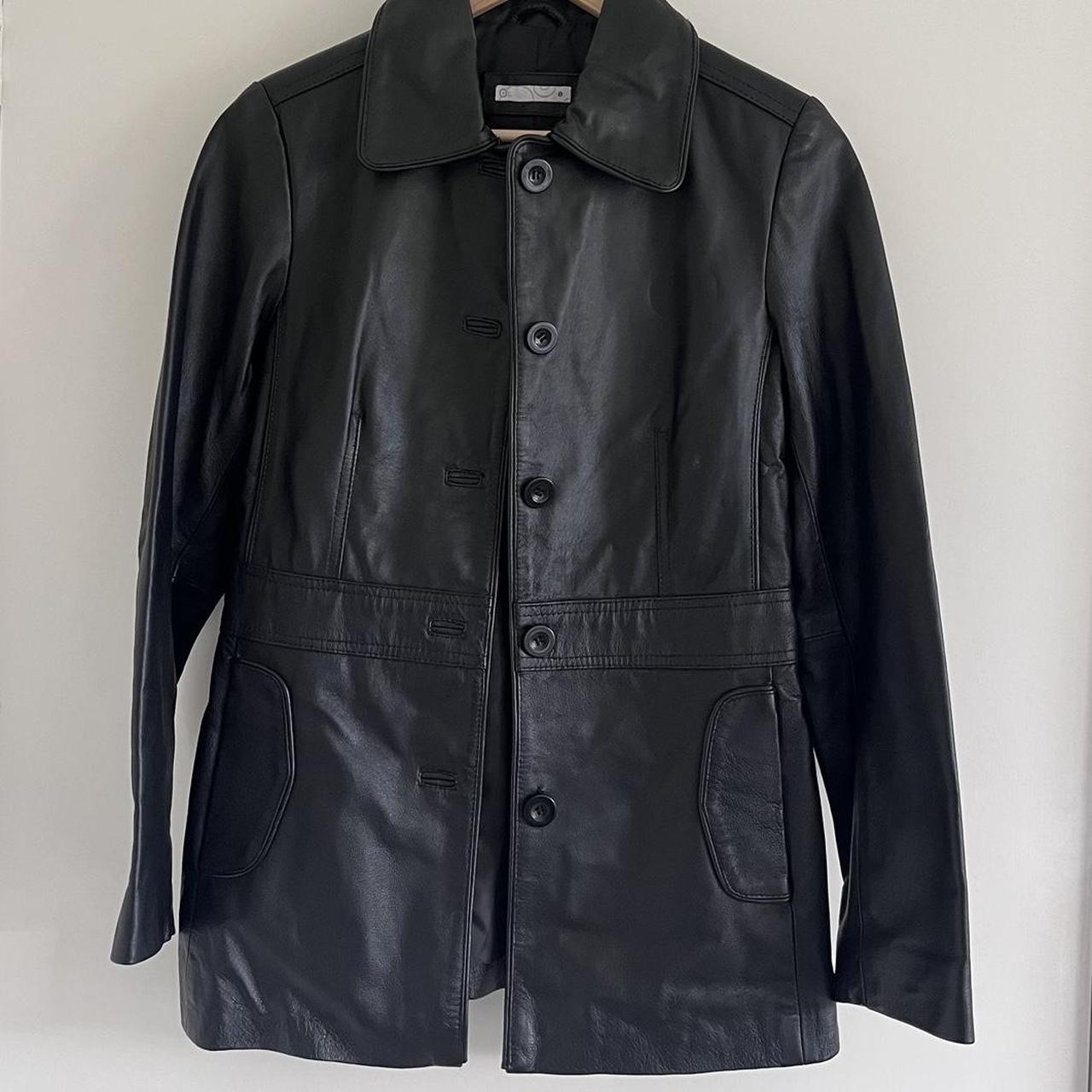 Vintage target black leather jacket Size 8 - fits... - Depop