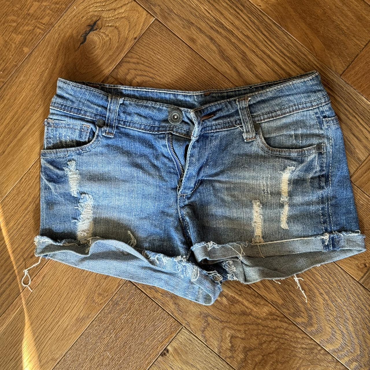 Distressed denim mini micro shorts #summer... - Depop