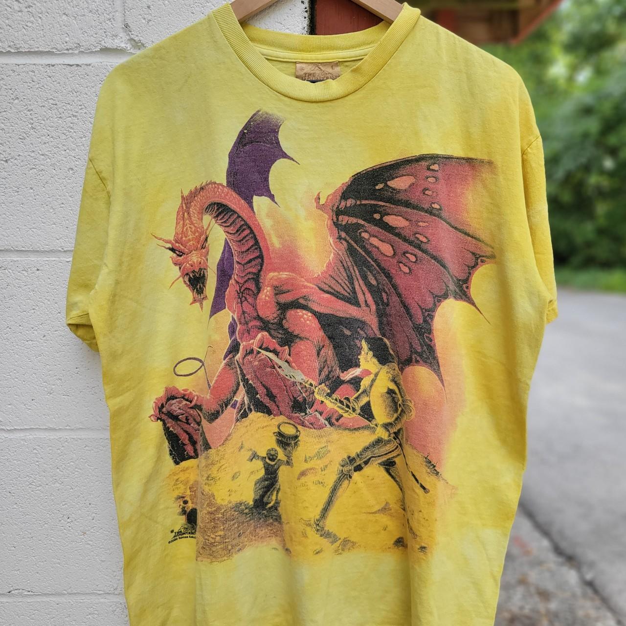 Vintage Dragon All over print t shirt. Knight Dragon... - Depop