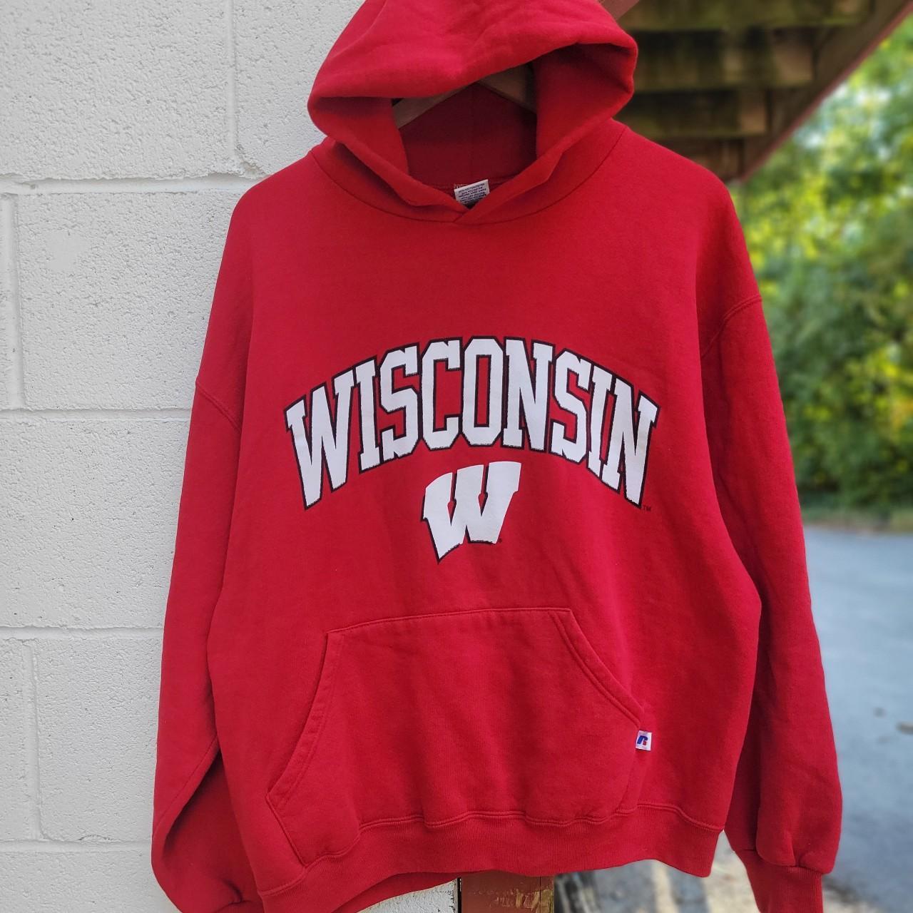 Vintage 90s Wisconsin Badgers Russell hoodie. Rare... - Depop