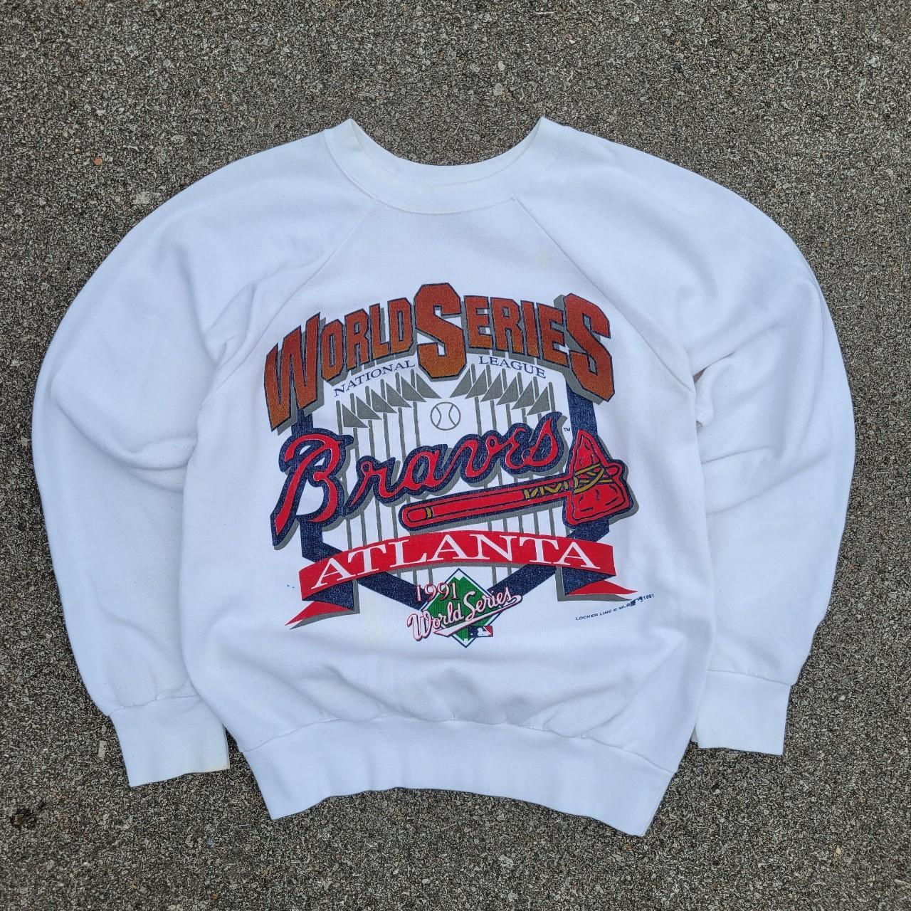 Vintage 90s Atlanta Braves MLB baseball sweatshirt.... - Depop
