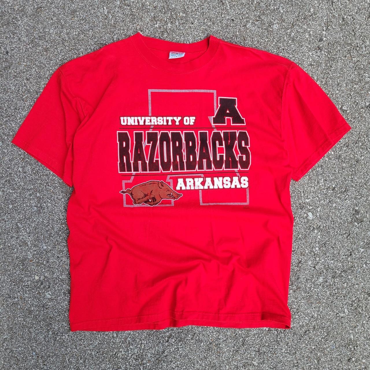 Vintage 90s Arkansas Razorbacks tee. Big graphic... - Depop