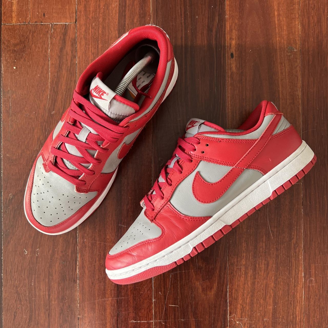 Nike Men's Red and Grey Trainers | Depop