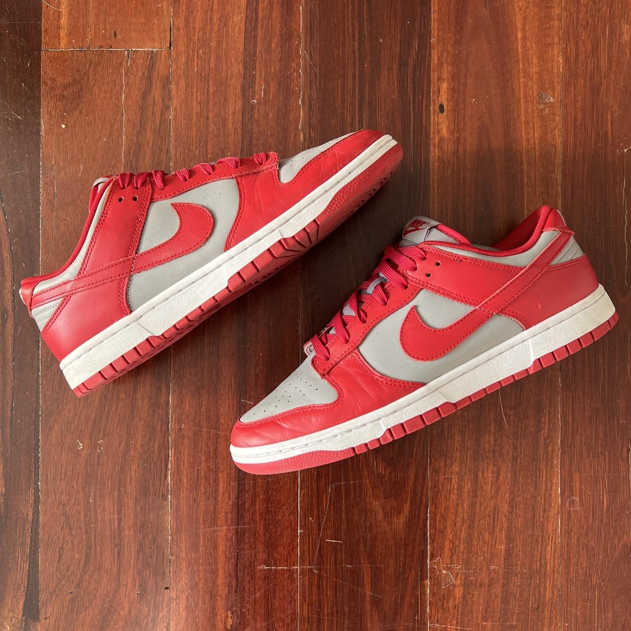 Nike Men's Red and Grey Trainers | Depop