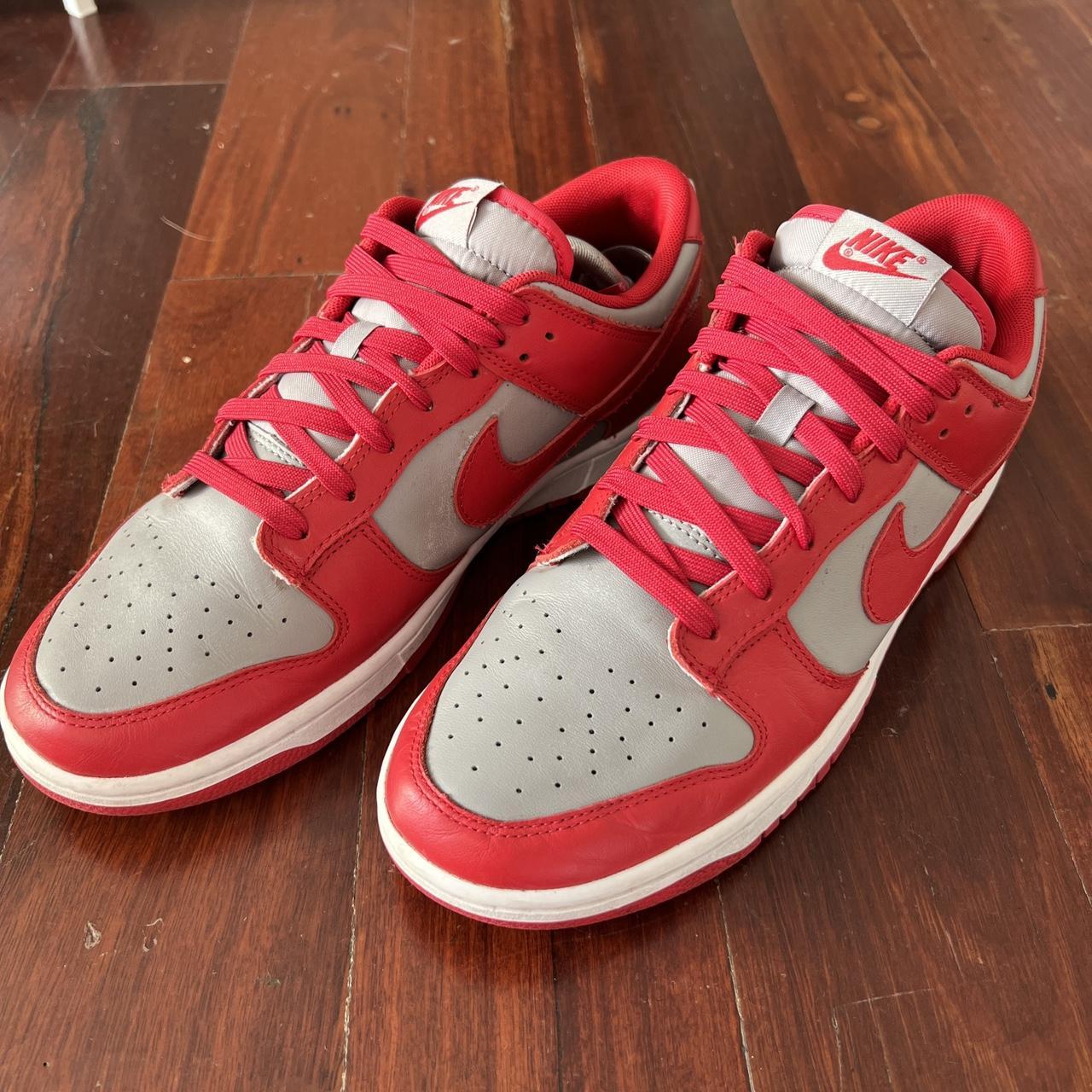 Nike Men's Red and Grey Trainers | Depop