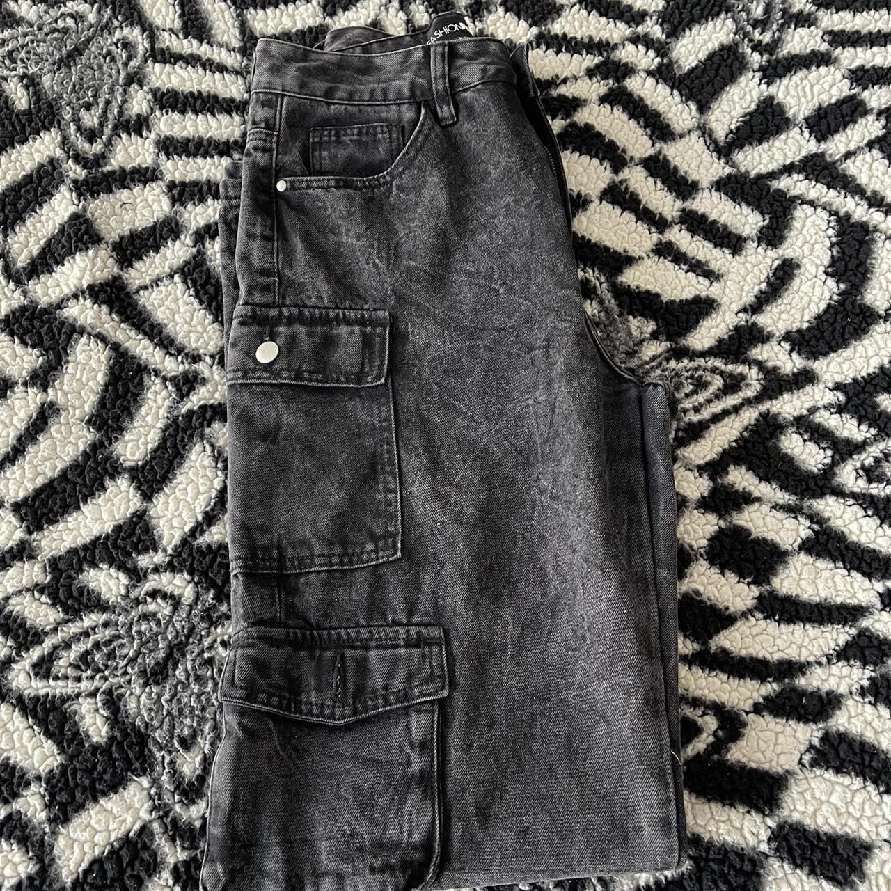 FN Acid Wash Black Cargo Jeans - 5 🖤 These wide leg... - Depop