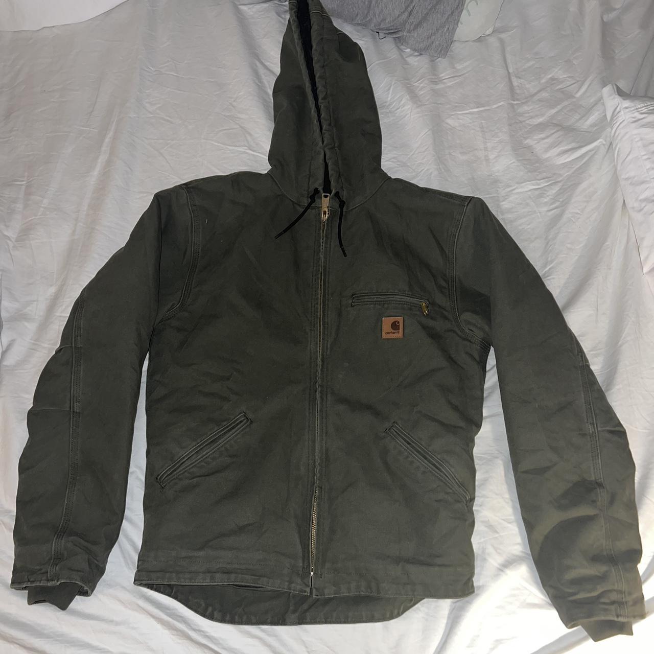 Carhartt Men's Green and Black Jacket | Depop