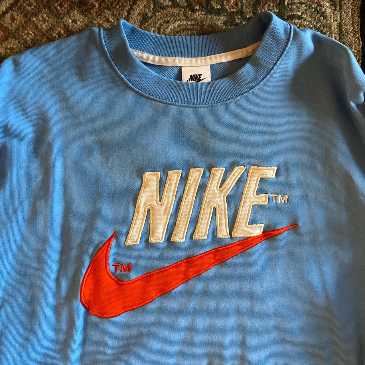 Blue Nike crewneck Big Nike hit on the front,... - Depop