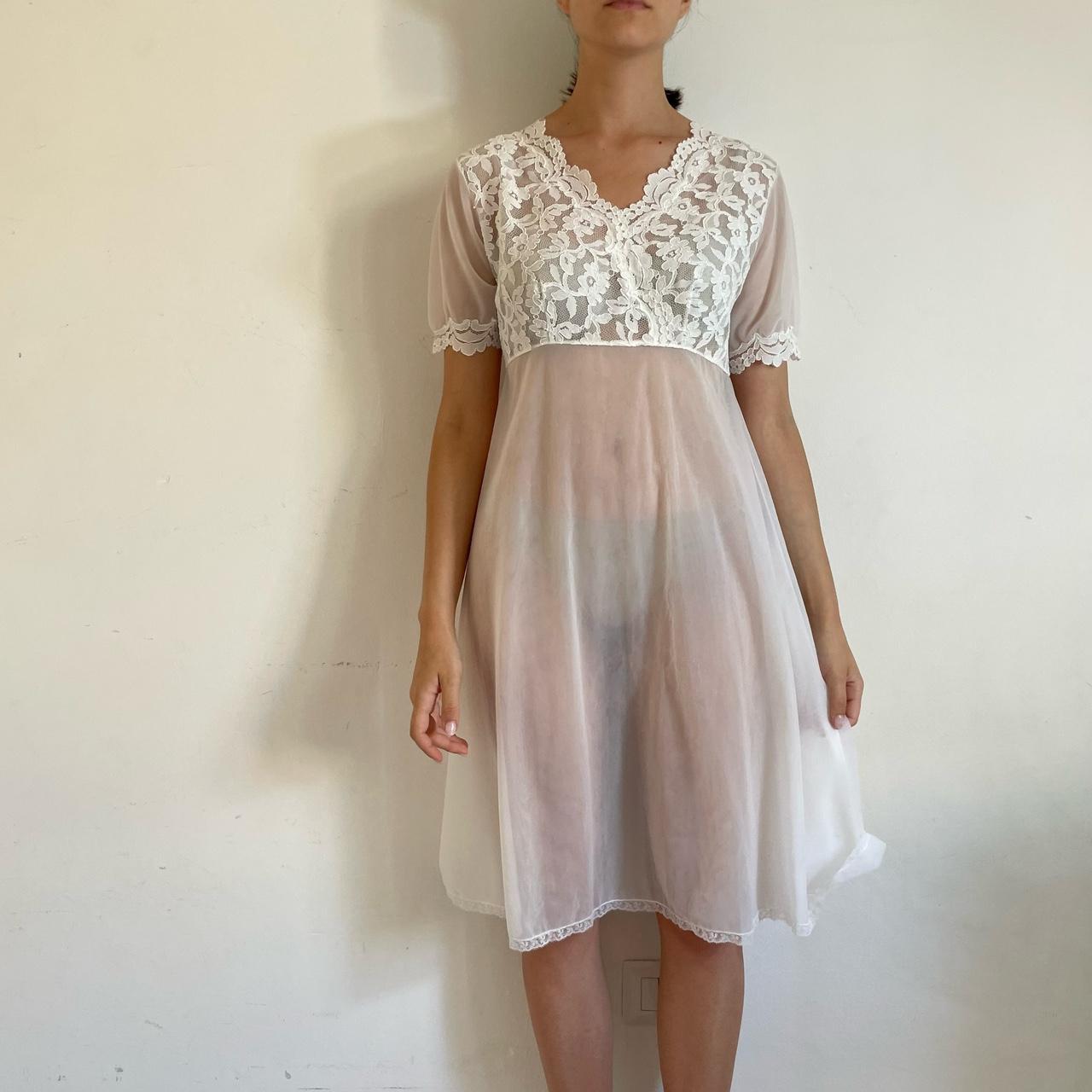 Vintage Romantic Mesh And Laces Nightgown Made In Depop