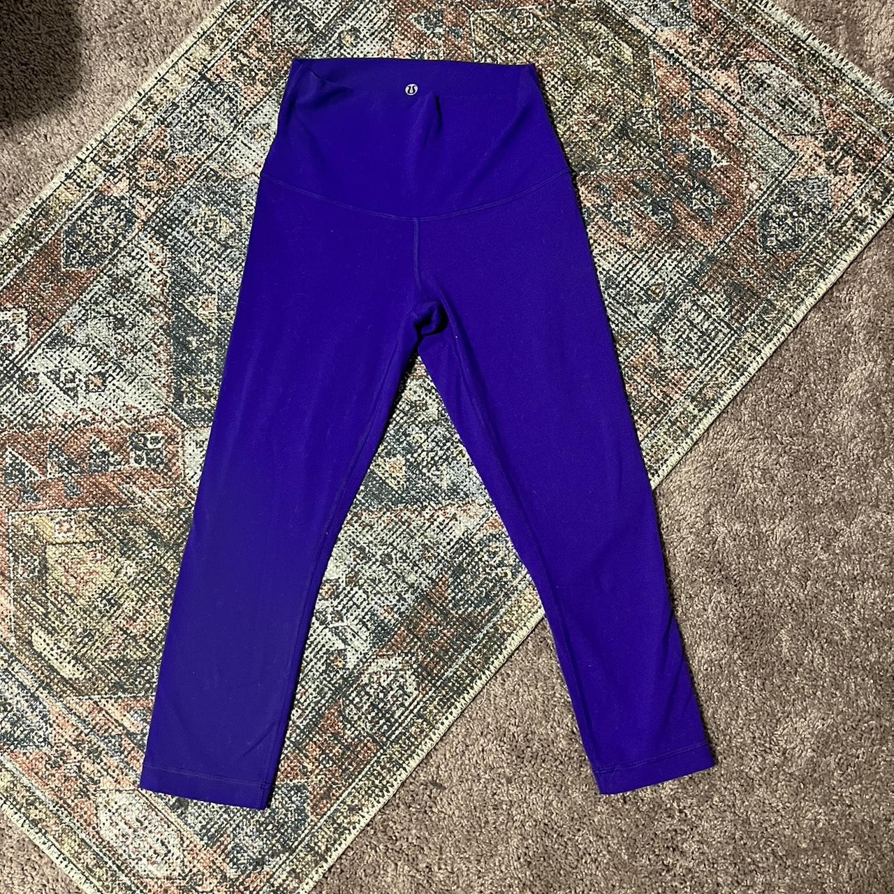 Lululemon cropped highrise purple yoga pants sized... - Depop