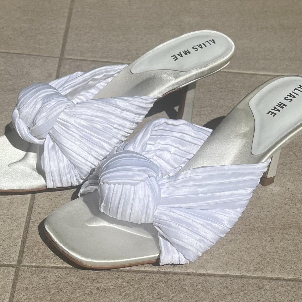 Alias Mae Lia Ivory Satin White Low Heels “Kitten... - Depop