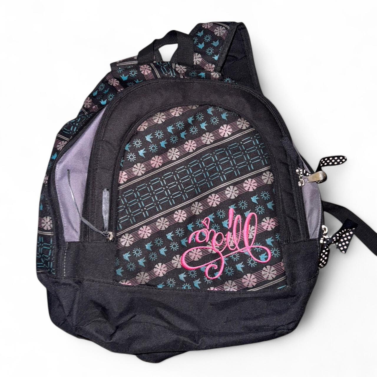 Black and pink O’Neil backpack with a cute design... | Depop