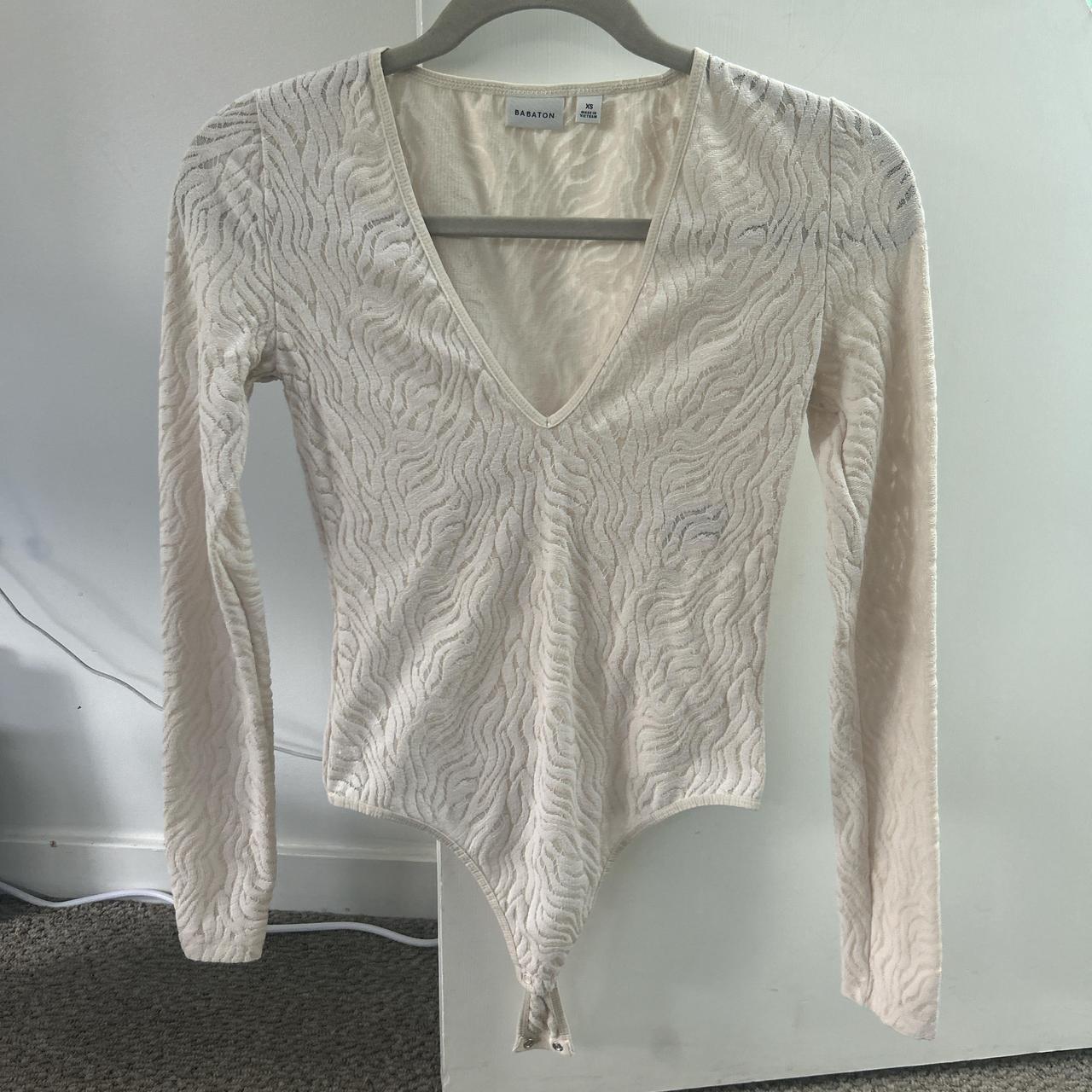 Aritzia bodycon bodysuit super flattering crème... - Depop